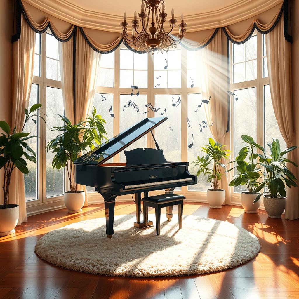 Sunlit Serenity: A Grand Piano's Melody