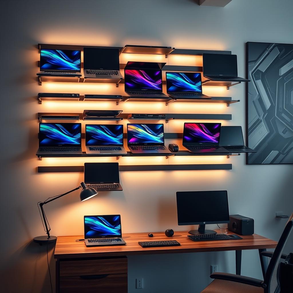 Elevate Your Workspace: Modern Office with Laptop Rack