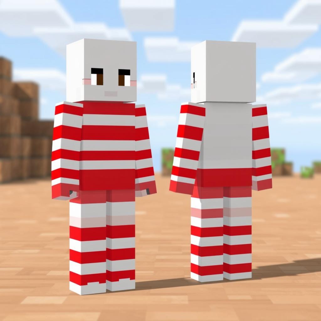 Bold Minecraft Skin: Red and White Stripes