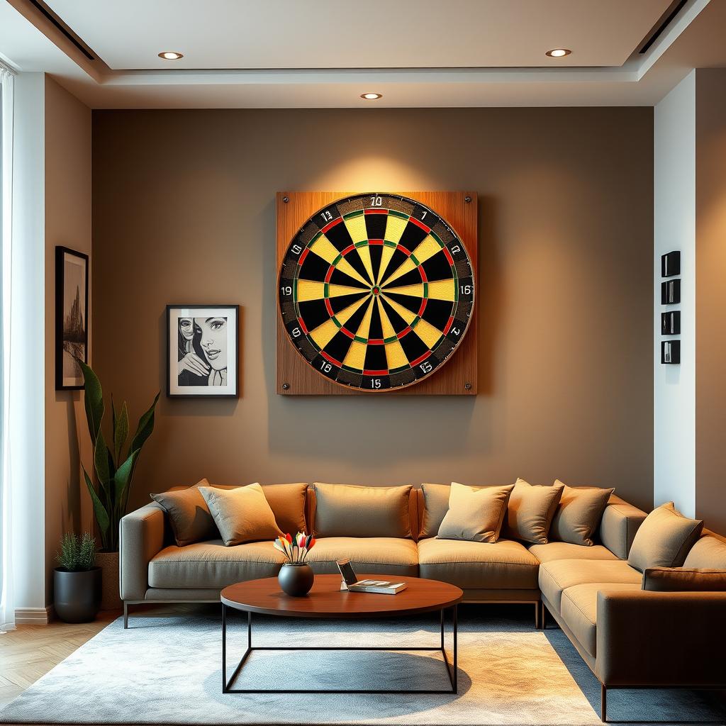 Elevate Your Space: Modern Living Room with Darts Table
