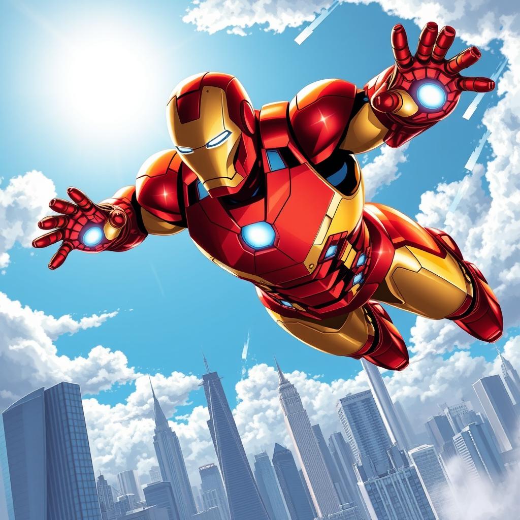 Iron Man in Action: Soaring Through the Sky