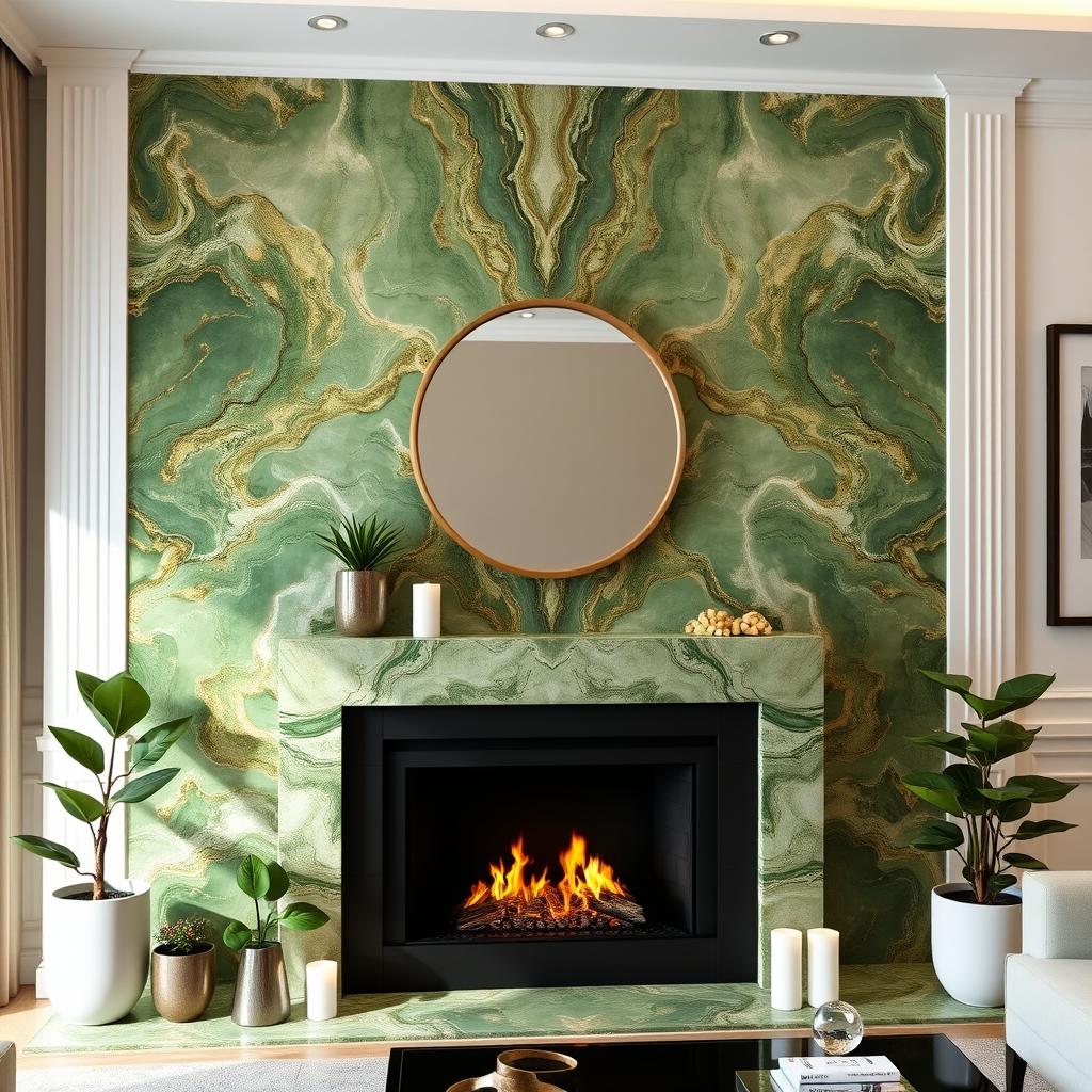 Luxurious Onyx Marble Chimney Wall