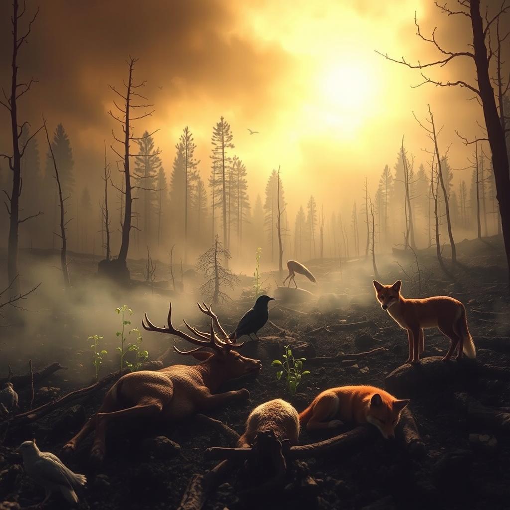 After the Flames: A Haunting Forest Scene