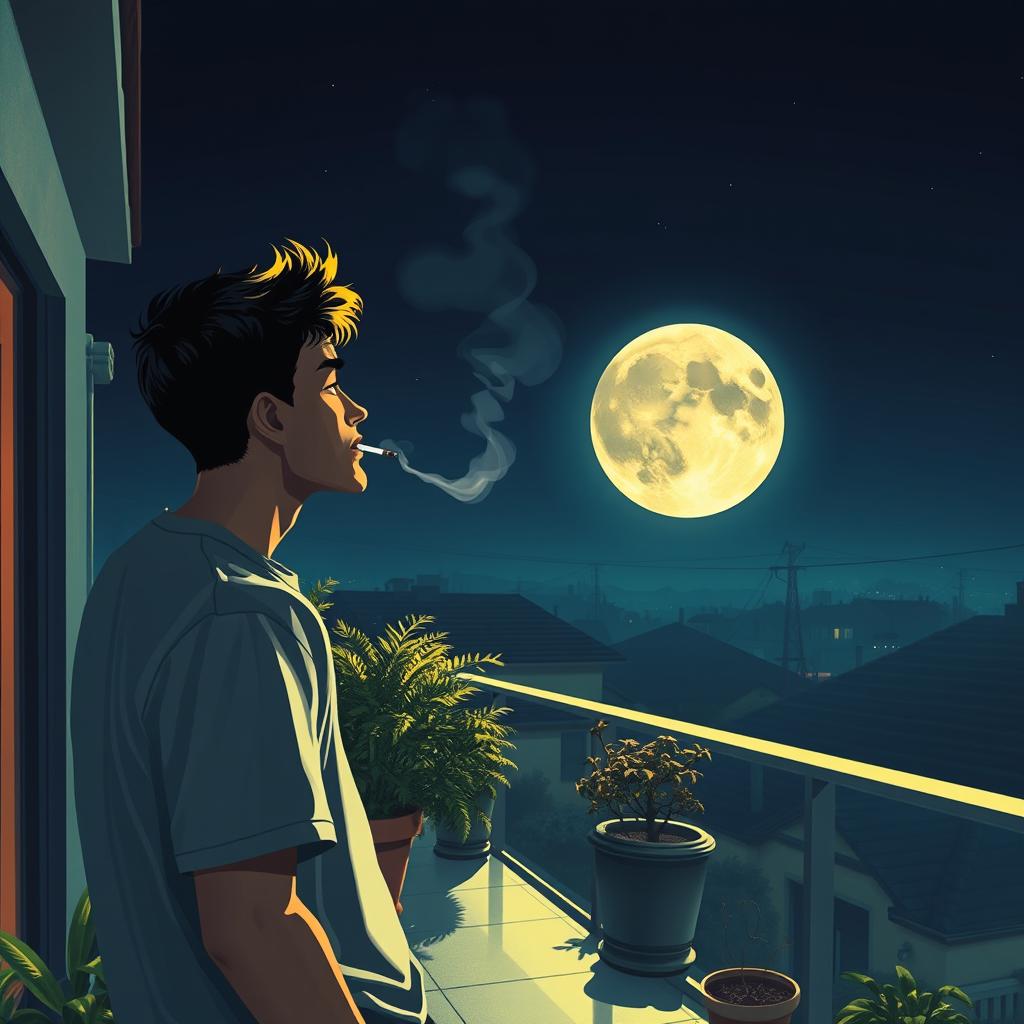 Moonlight Reflections: A Young Man's Solitude