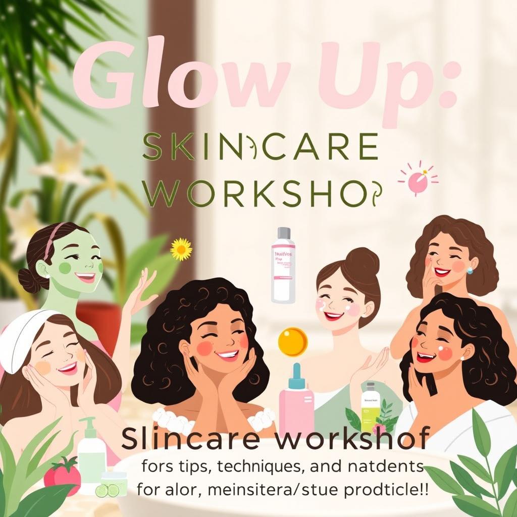 Glow Up Skincare Workshop Poster | Join Us for Skincare Tips & Demos