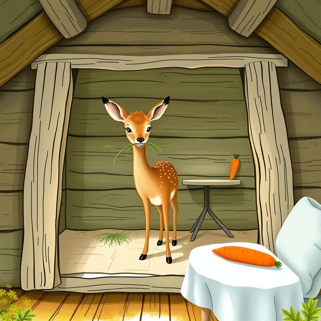 Charming Fawn in a Cozy Cabin