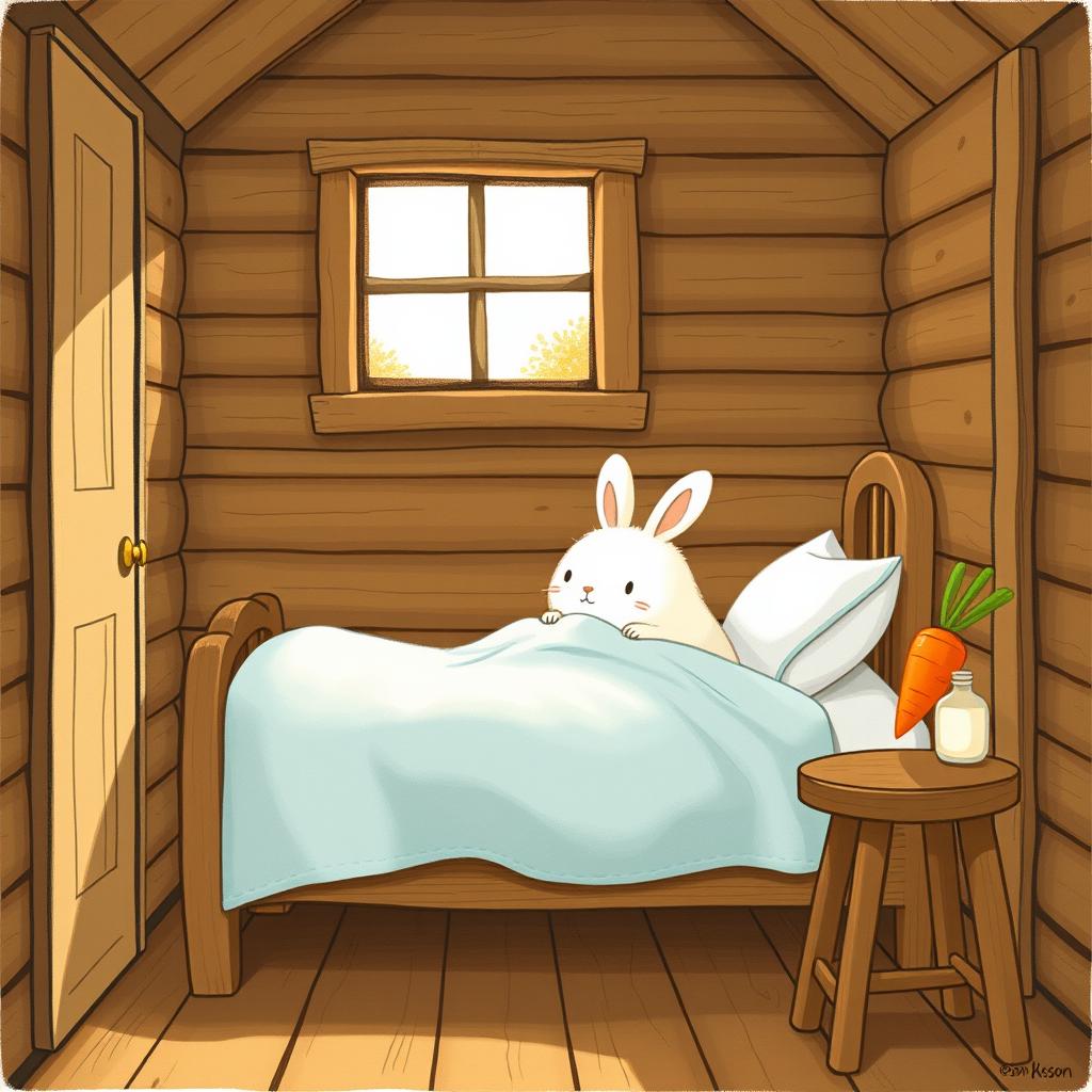 A Fluffy Companion in a Cozy Cabin