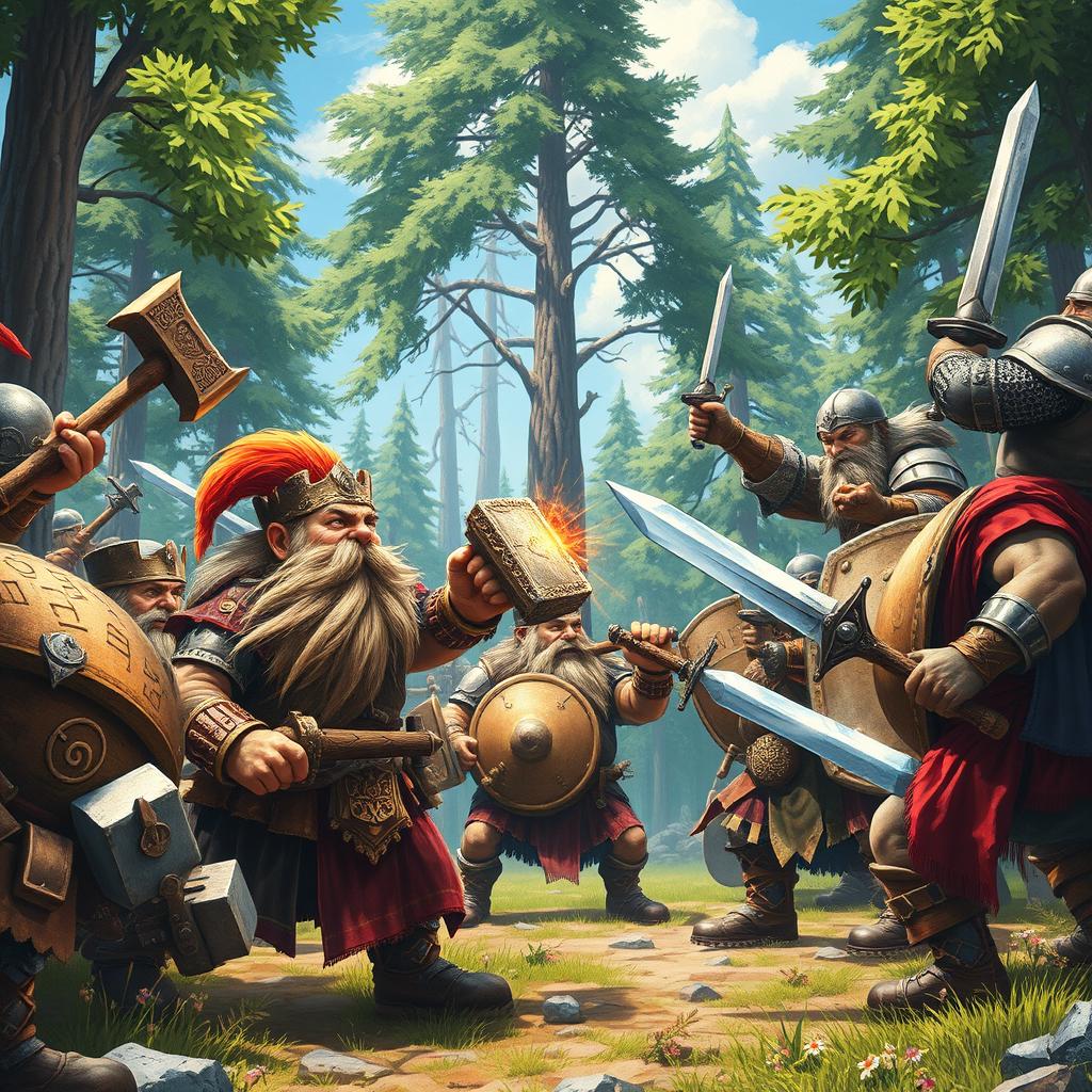 Epic Dwarfs vs. Humans Battle: A Medieval Fantasy
