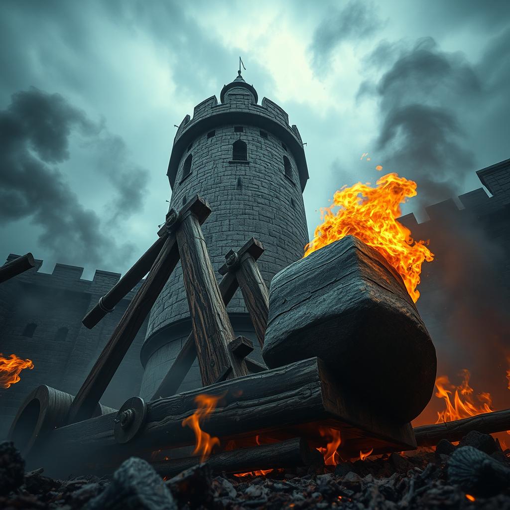 Epic Medieval Siege: Scary Catapult Ready to Fire