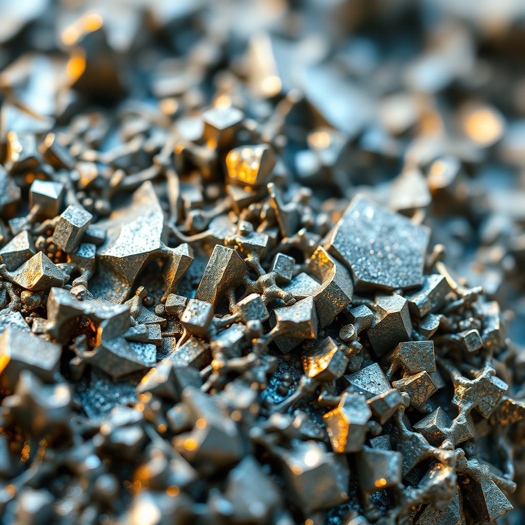 Intricate Close-Up of Metallic Alloy Microstructure