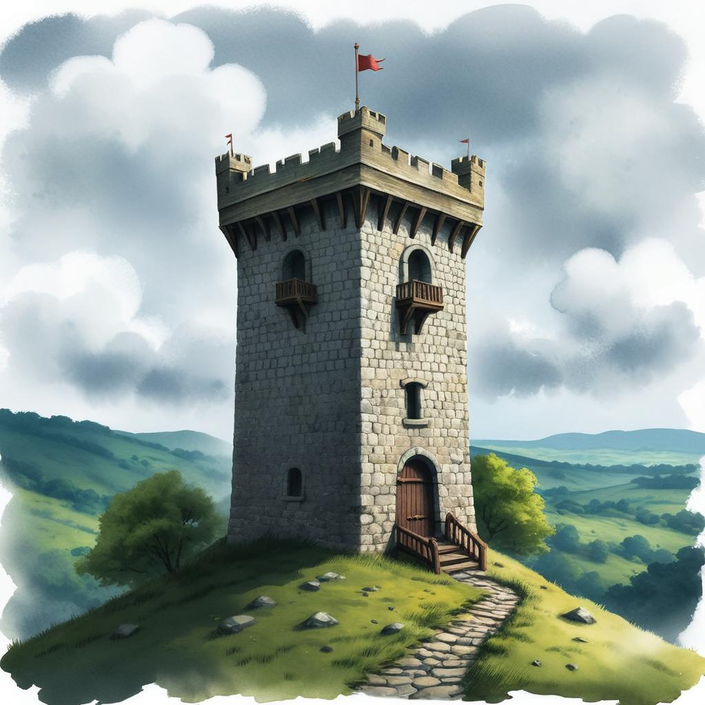 Enchanting Fantasy Board Game Card Design - Medieval Watch Tower