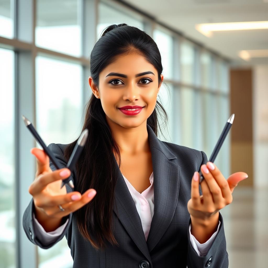 Mastering the Art of Multitasking: Nepali Woman Juggling Pens
