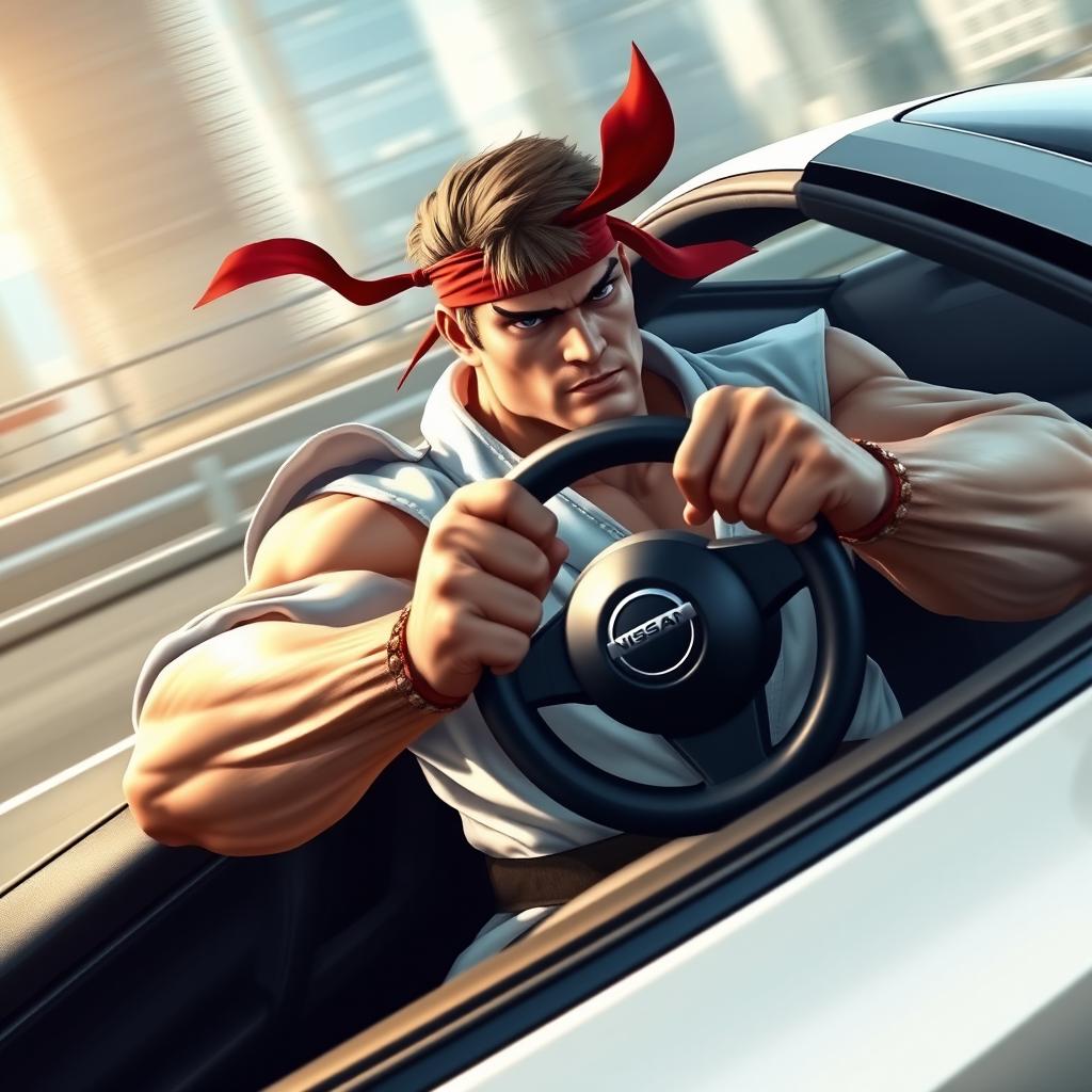 Ryu in a Nissan R35 GTR: Unleash the Fighter Within