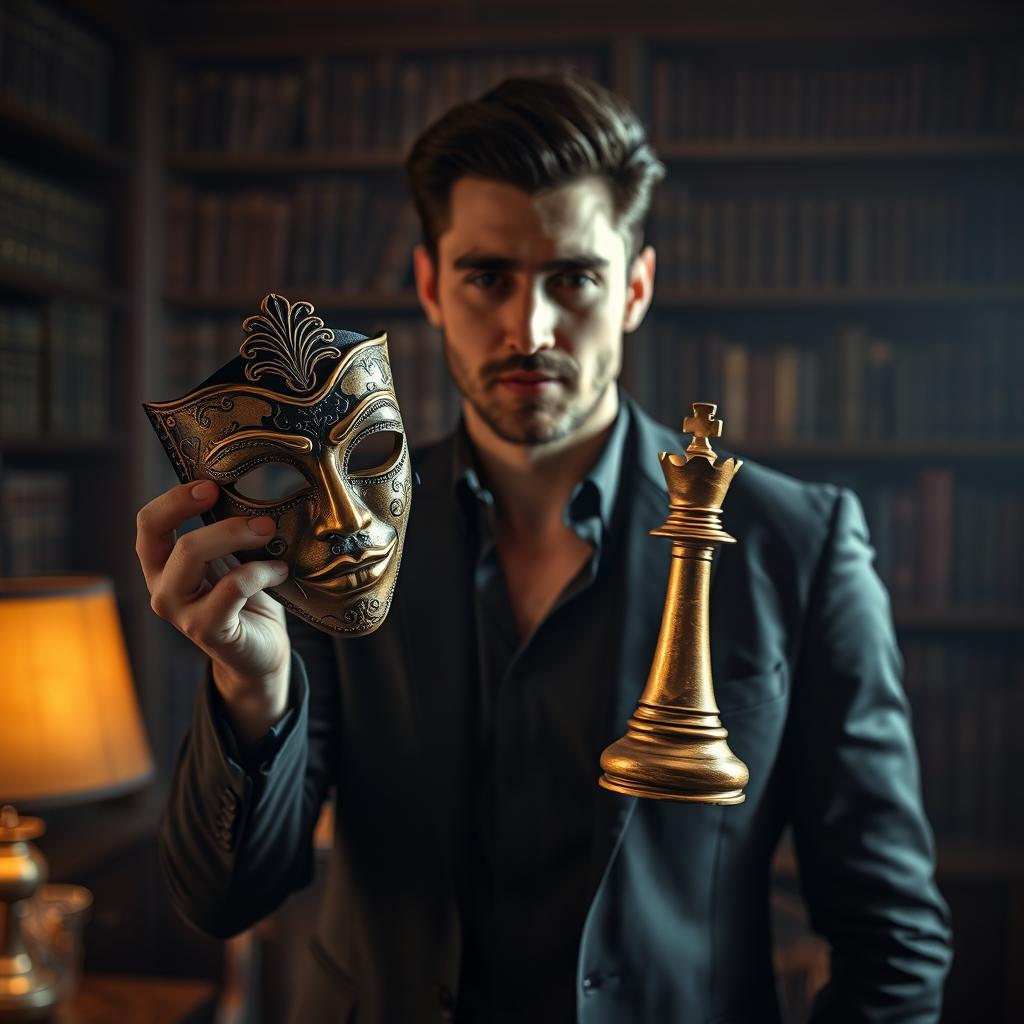 The Enigmatic Gambler: Mask and Chess Piece