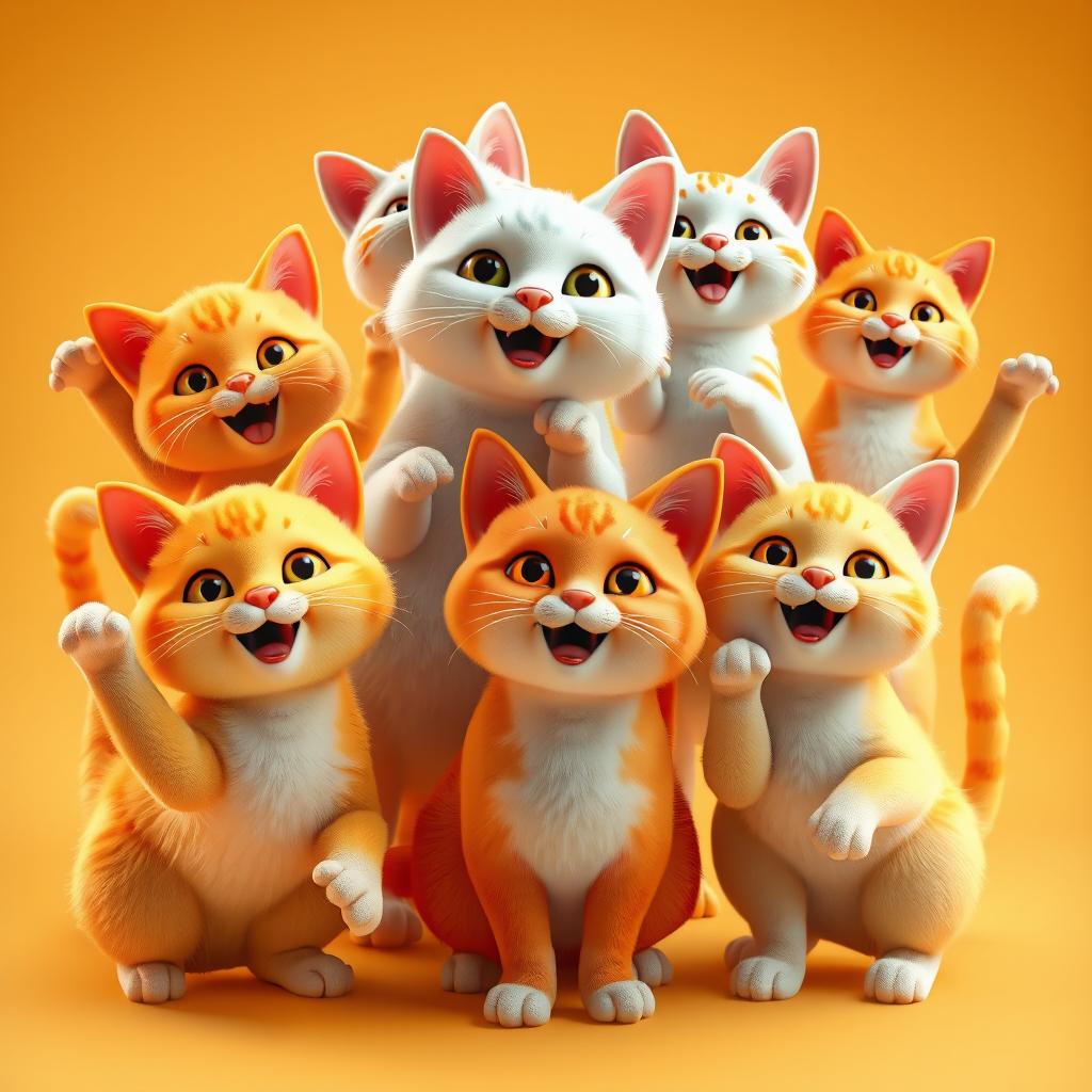 Vibrant 3D Cats: Fun and Playful