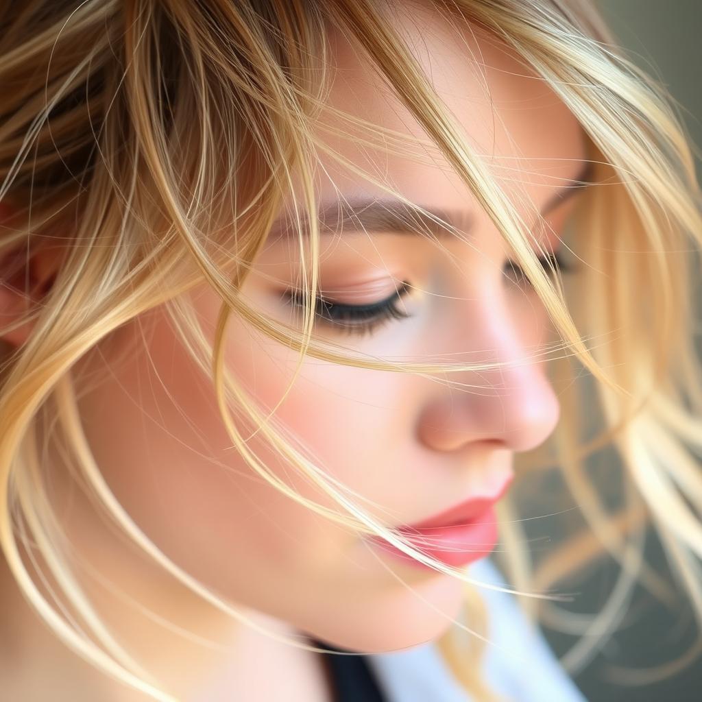 Delicate Elegance: Wispy Hairstyle Close-Up