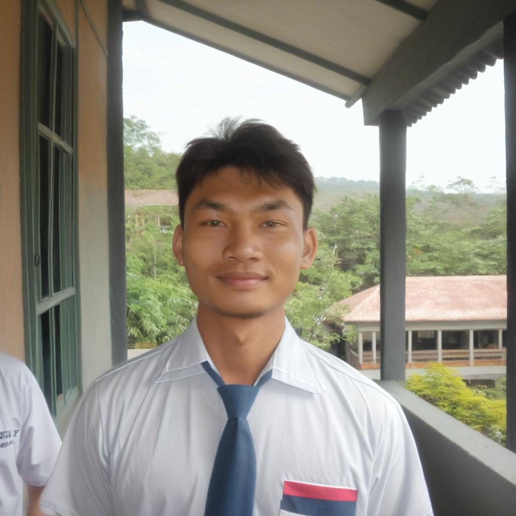 Vibrant Oil Painting of a Confident Young Student