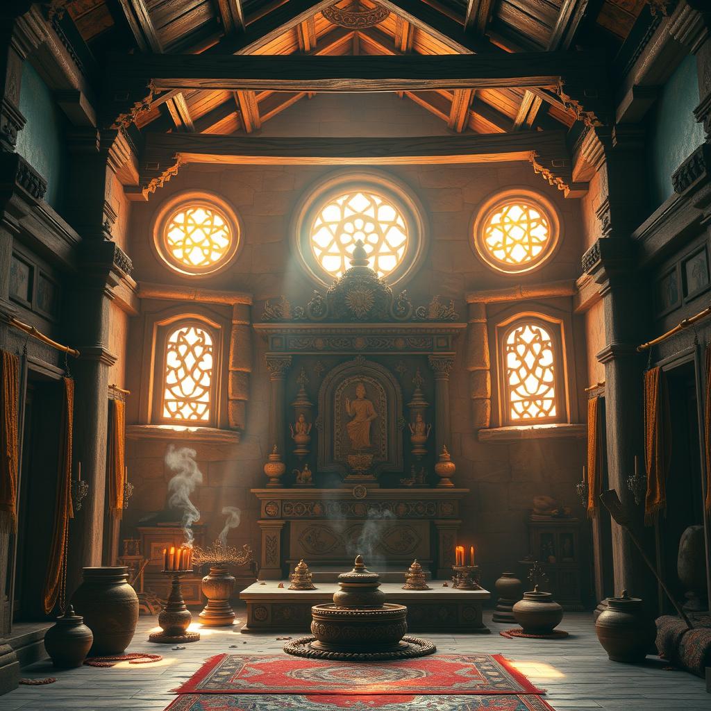 Immerse Yourself in Tranquility: Ancient Hindu Ashram Interior