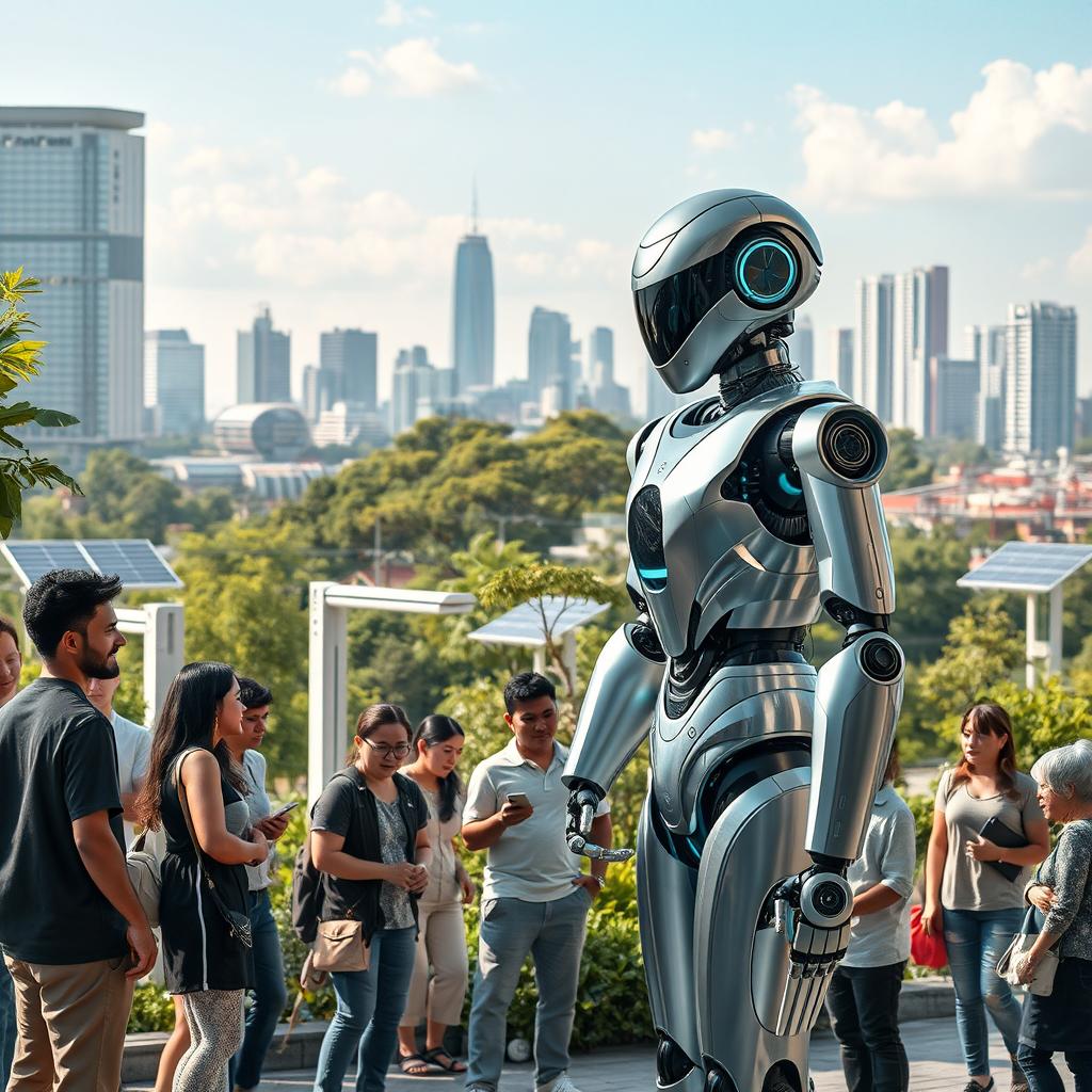 Urban Assistance Redefined: Futuristic Humanoid Robot
