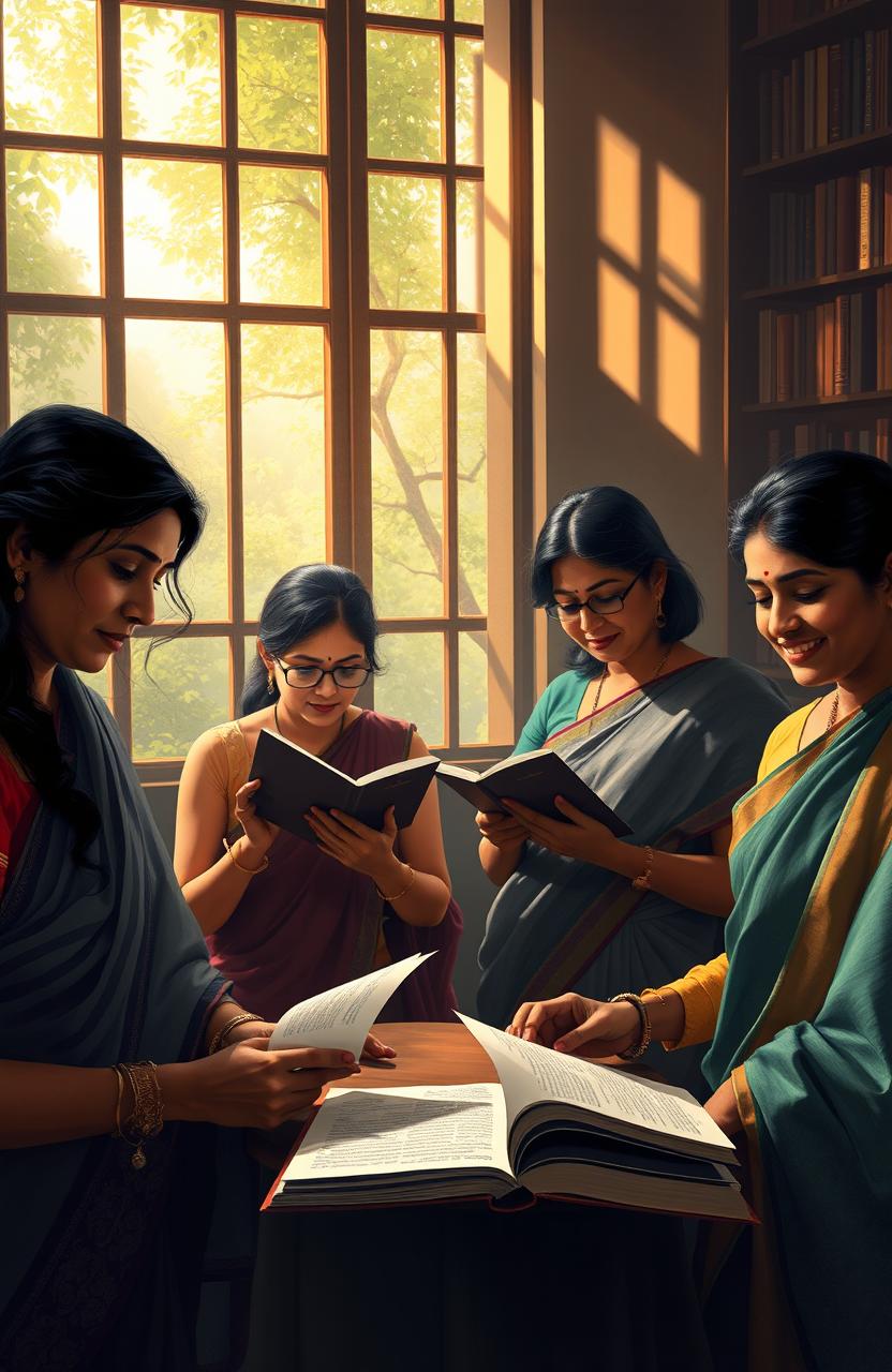 Embrace the Depths of Literature: Indian Women in Serene Libraries