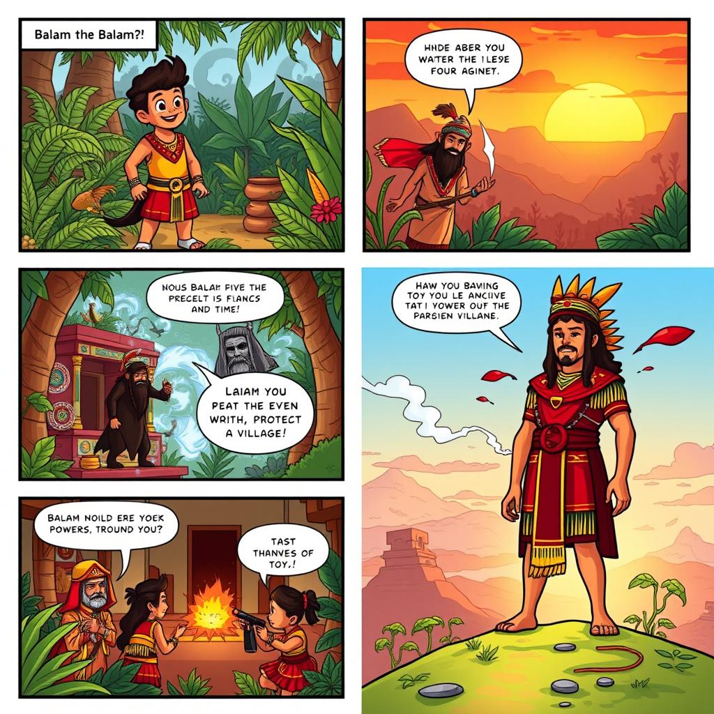 Balam: The Hero of Mayan Mythology - A 5-Panel Comic Adventure