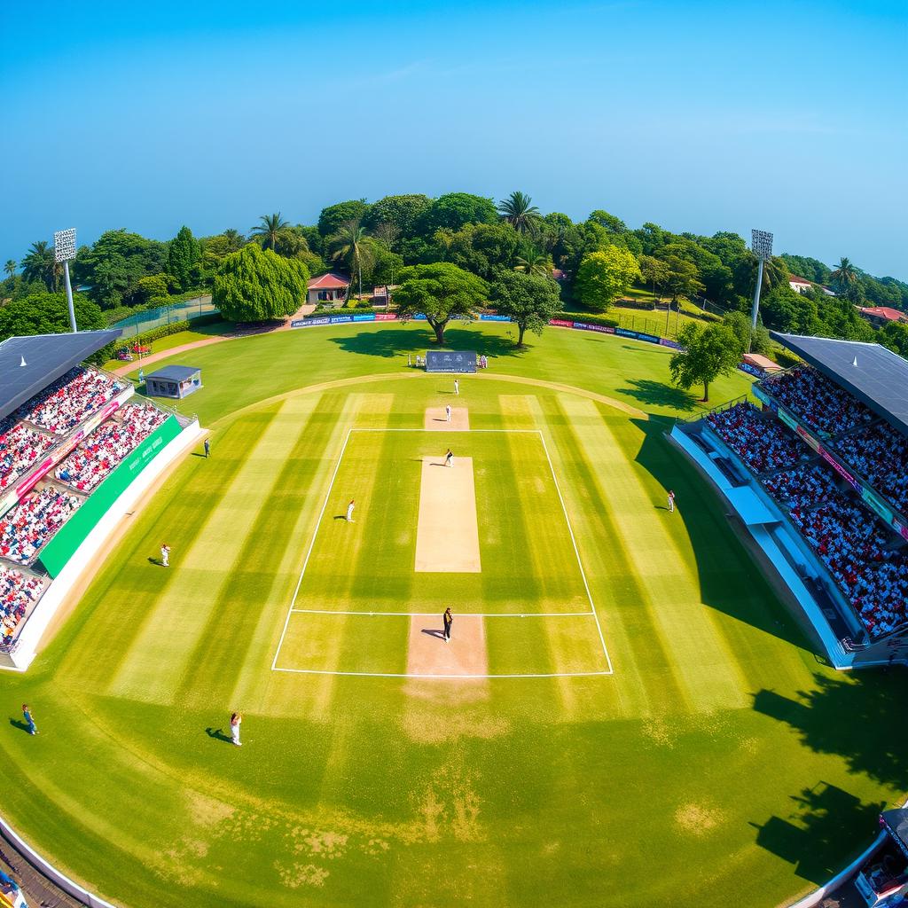 Aerial View of a Lush Cricket Ground