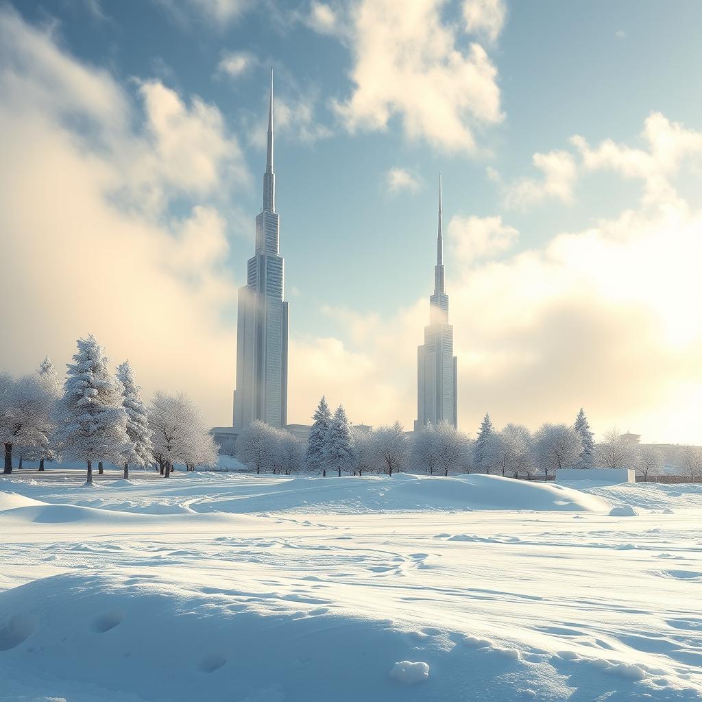 Winter Wonderland: Kuwait Towers in Snow