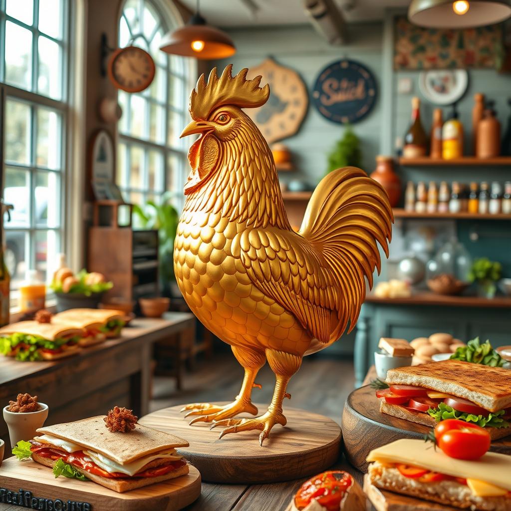 Golden Chicken Delight: A Vibrant Sandwich Shop Experience