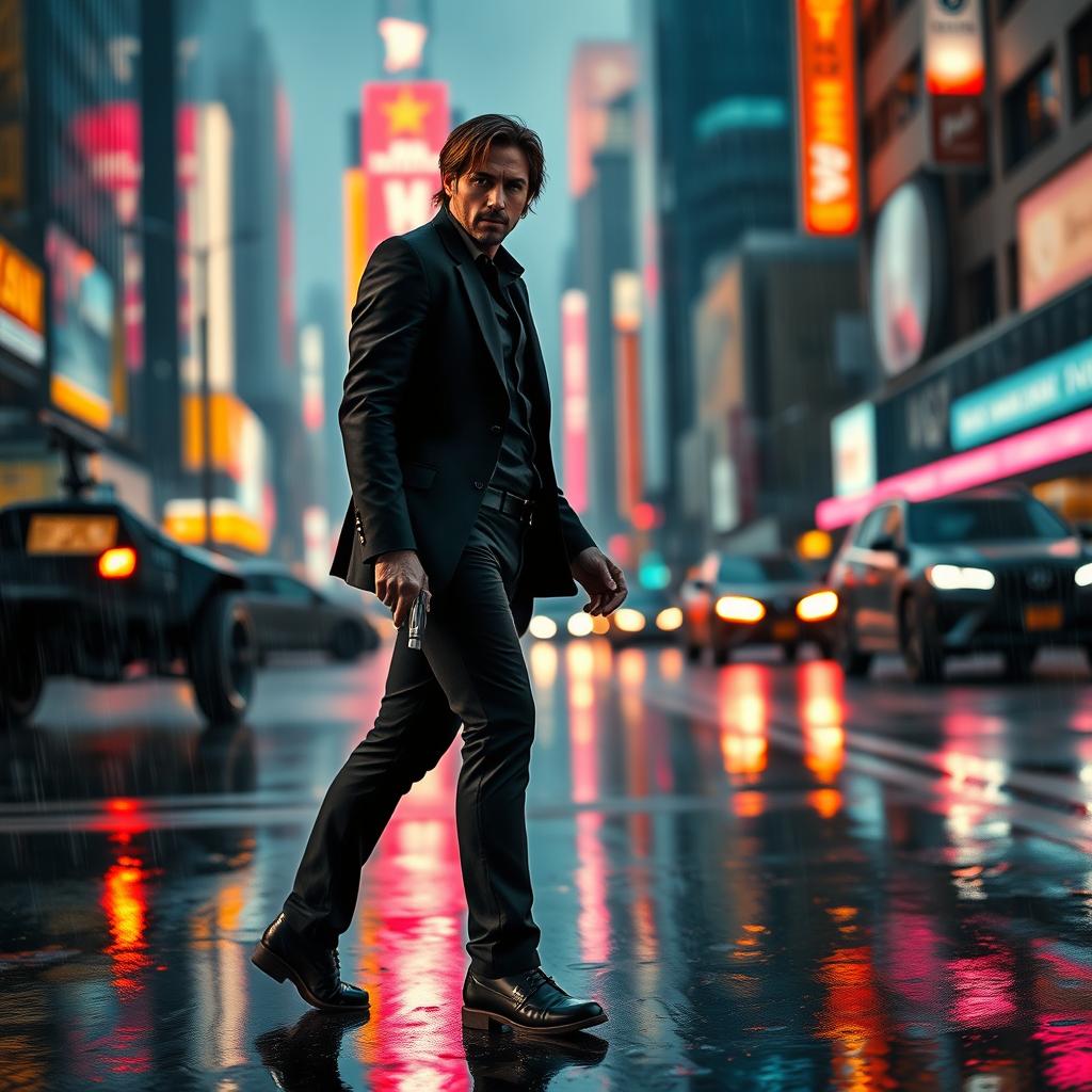Dramatic Urban Action Scene - John Wick Inspired AI Art