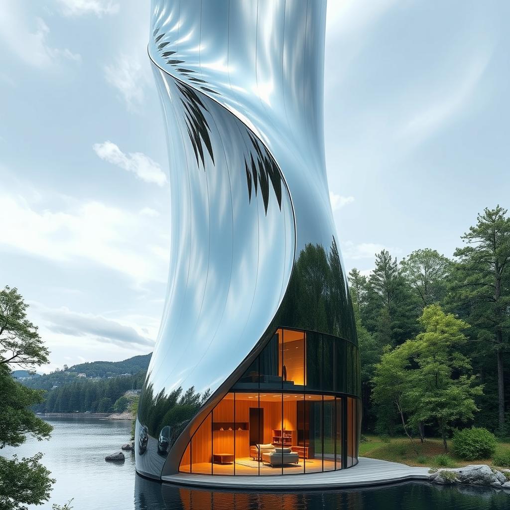 Nature Meets Architecture: A Stunning Mirrored Tower