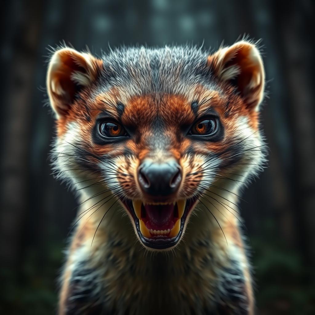 Close-Up Portrait of an Ominous Stoat