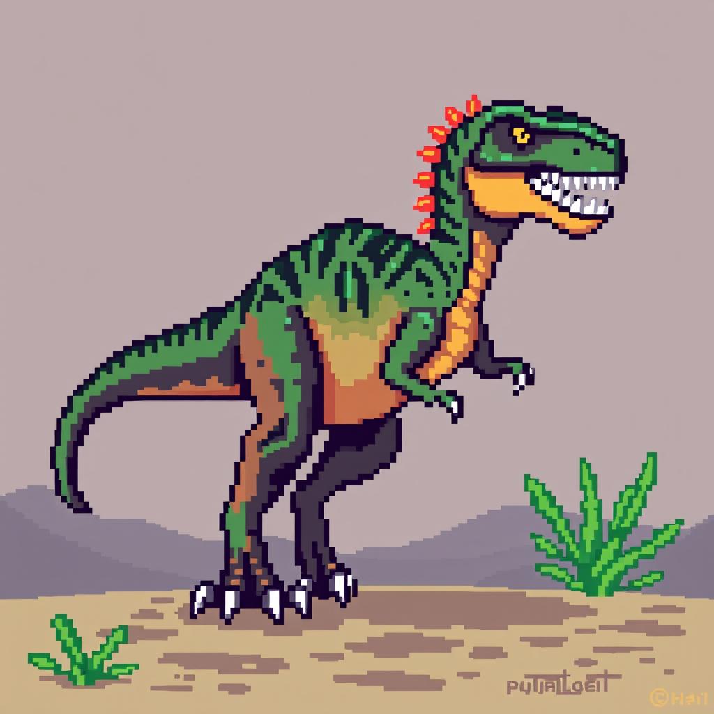 Pixel Art Velociraptor: A 64x64 Dinosaur Delight
