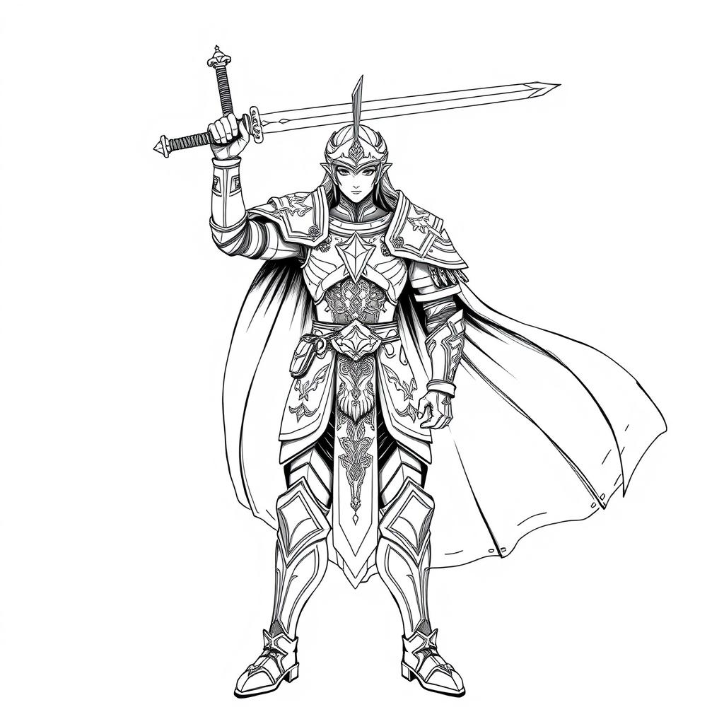 Majestic Anime Paladin - Hand-Drawn Hero