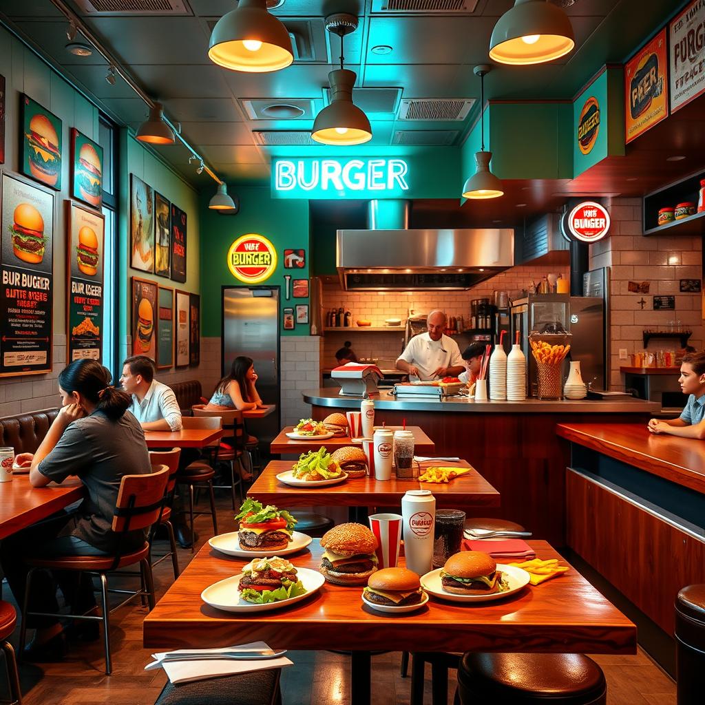 Dive into Deliciousness: A Colorful Burger Shop Experience