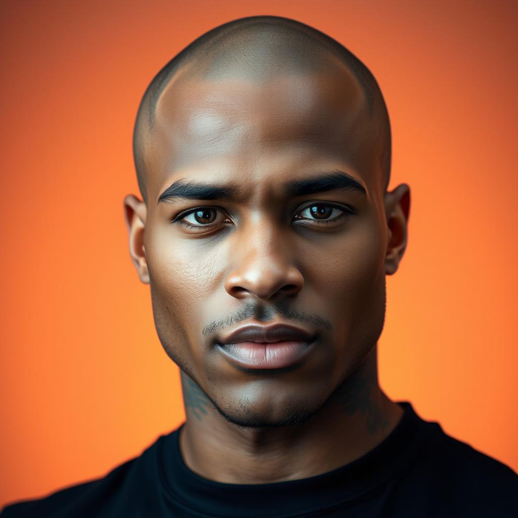 Radiate Confidence: Stunning Shaved Head Portrait