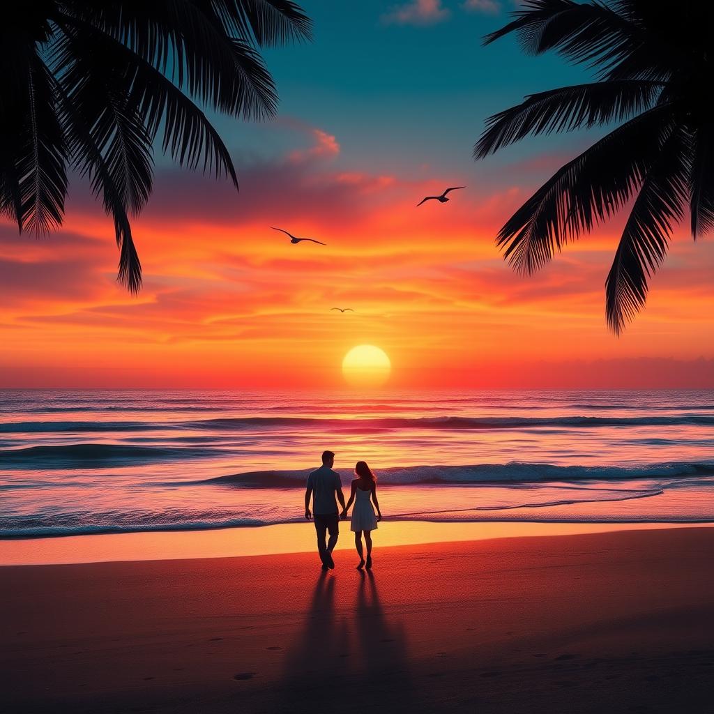 Breathtaking Sunset Over Tranquil Beach