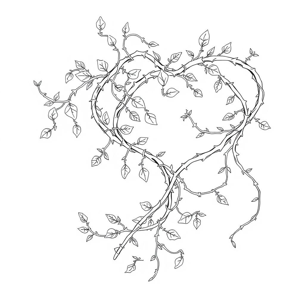 Entangled Elegance: Captivating Line Drawing of Vines