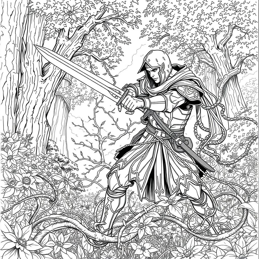 Epic Battle: Medieval Adventurer vs. Ensnaring Vines