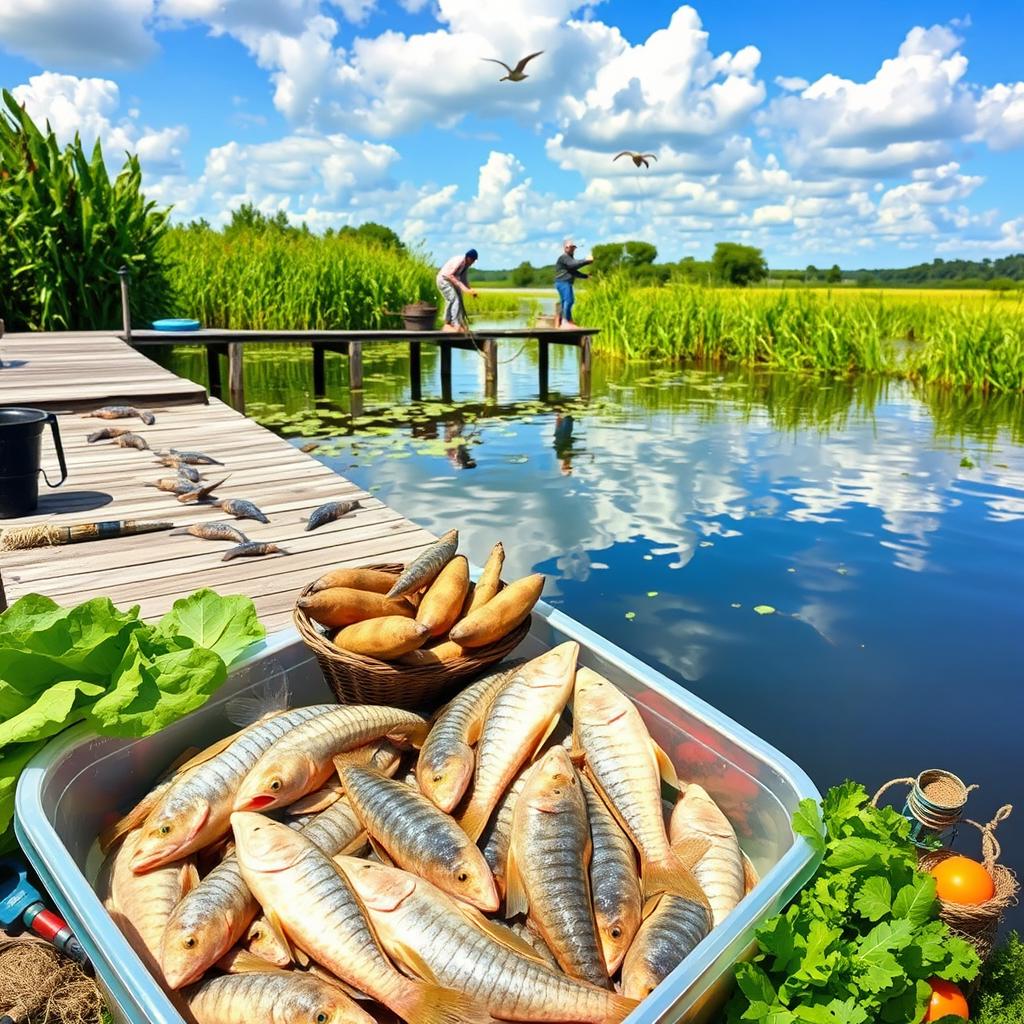 Explore a Picturesque Catfish Farm Scene