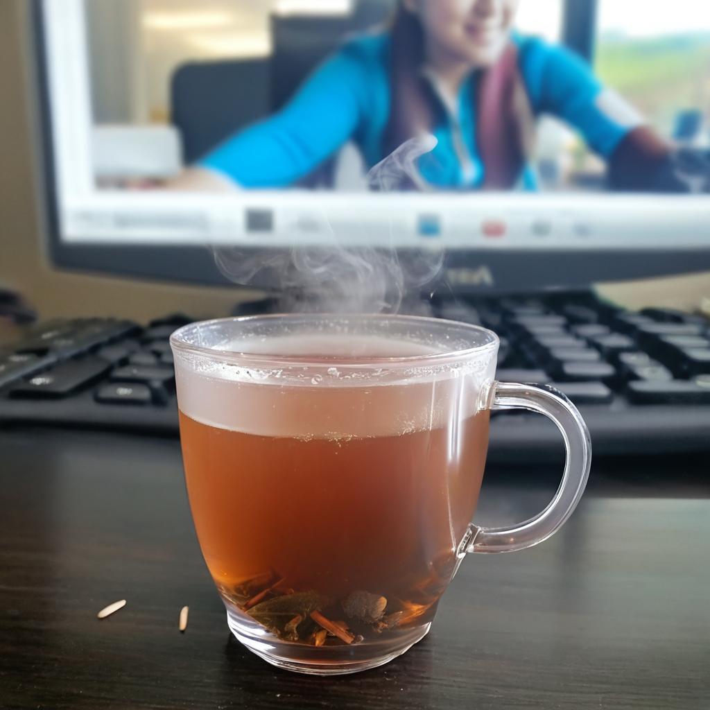 Cozy Moments: A Close-Up of Steaming Hot Tea in a Glass Cup