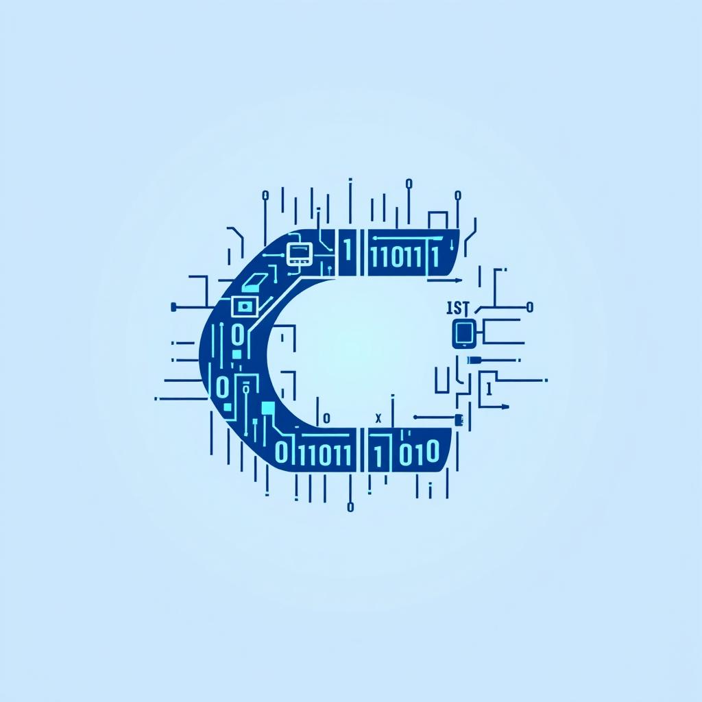 Modern Tech Logo Design: Creative 'C' from Binary Numbers