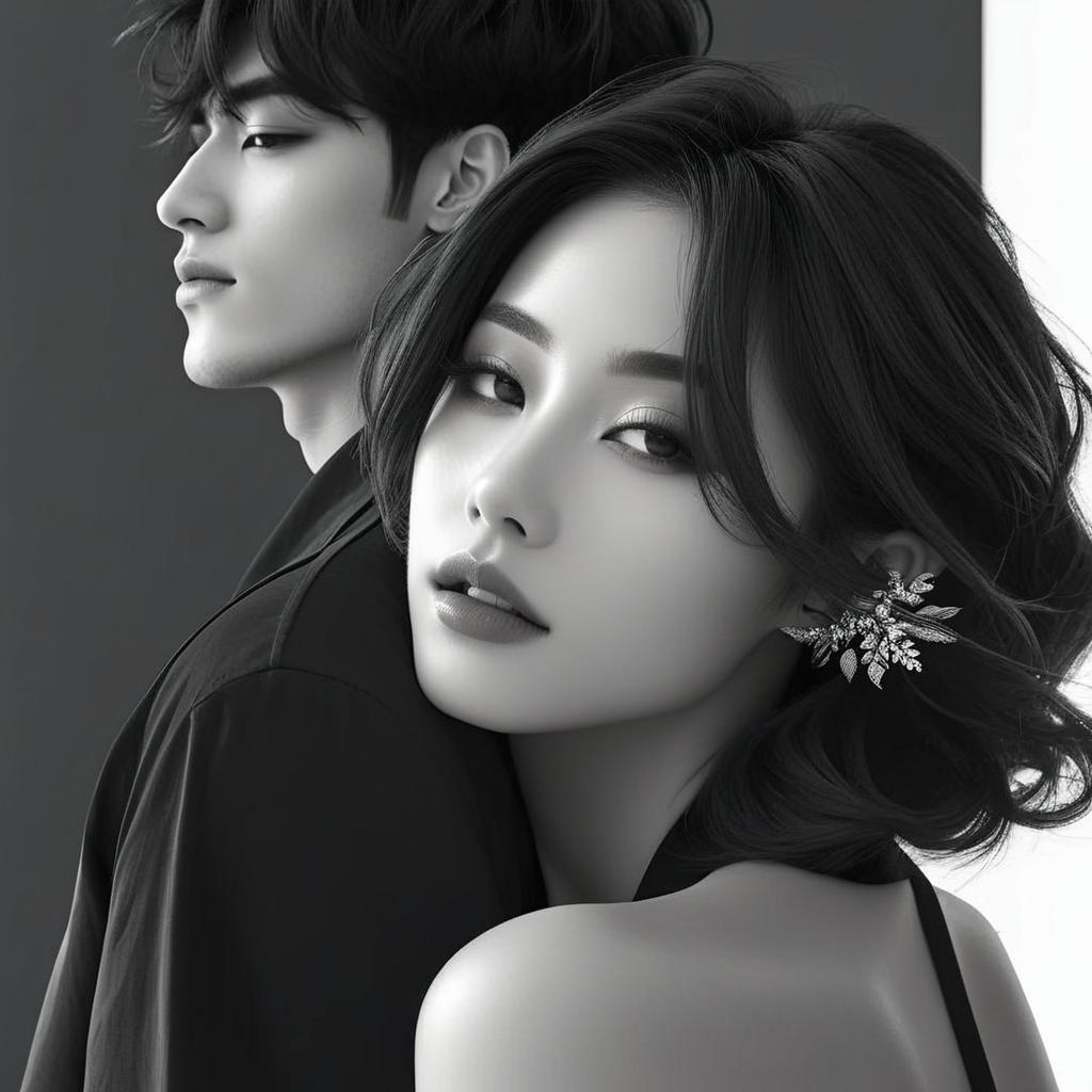 Chic Illustrated Duo: Confidence & Elegance in Monochrome Style