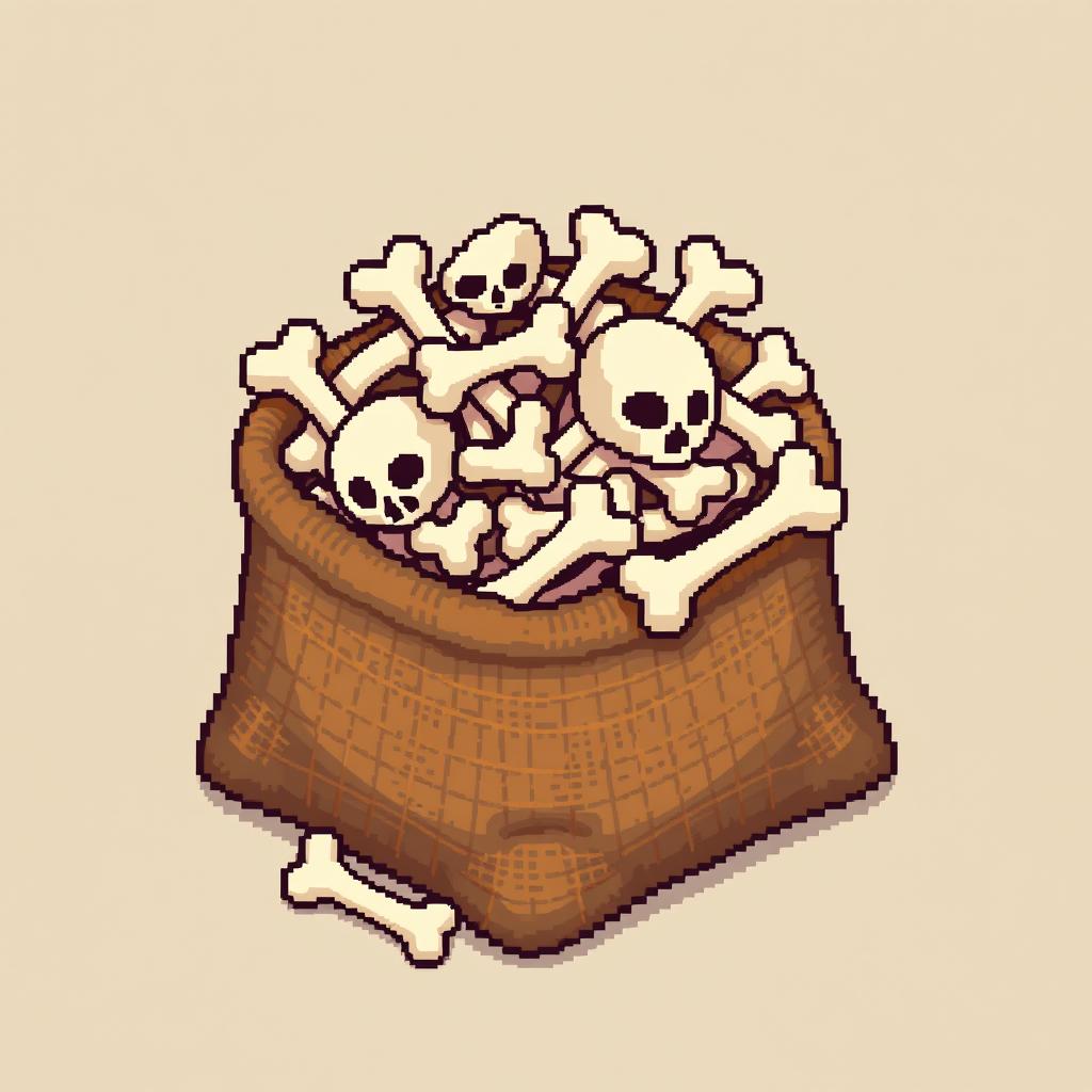 Cubic Pixel Art: Burlap Sack of Bones