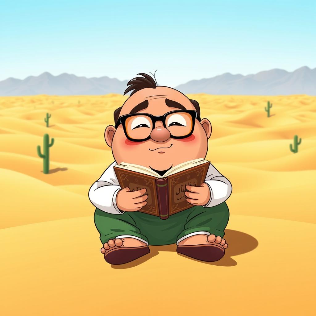 Chubby Cartoon Character in the Desert