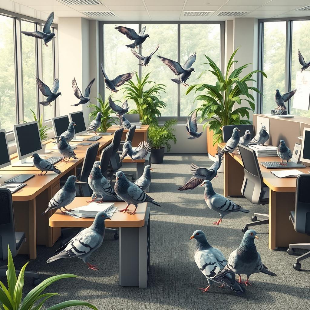 Pigeons at Work: A Hilarious Office Scene