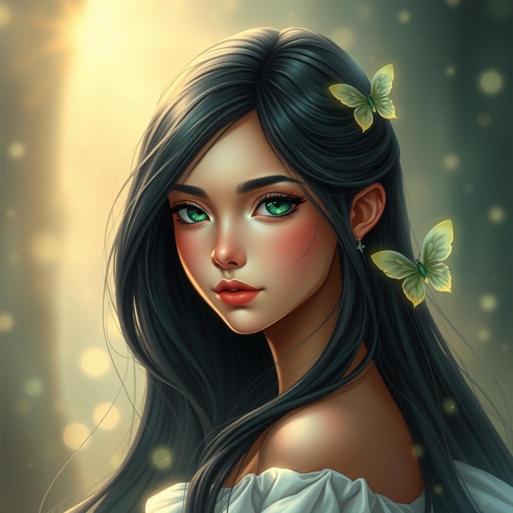 Enchanting Beauty with Flowing Azule Hair