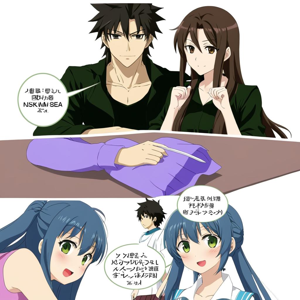Humorous Manga Illustration of Kasuhiko and Anna - A Playful Nursery Scene