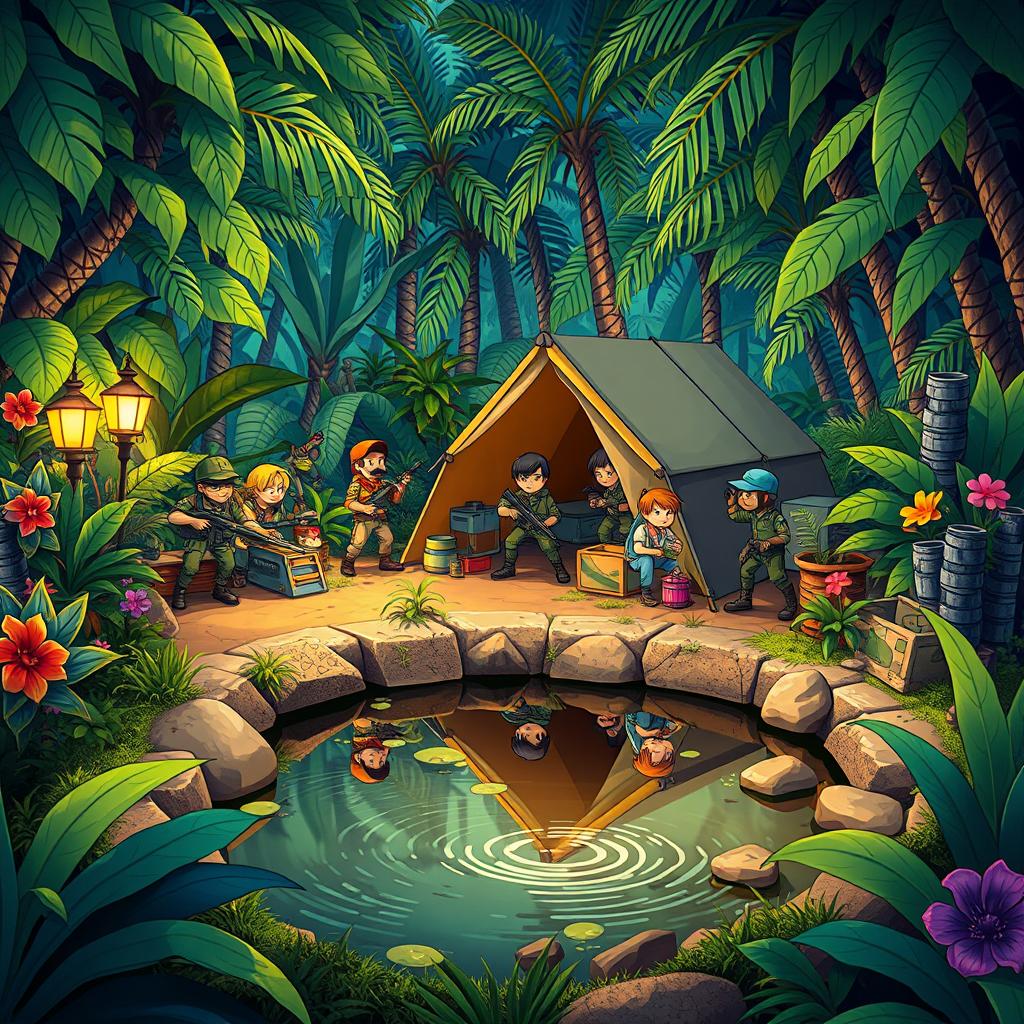 Lush Jungle Army Camp | A Colorful Cartoon Adventure