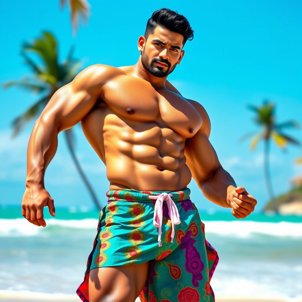 Celebrate Confidence: Muscular Male in Colorful Chaddi Shorts