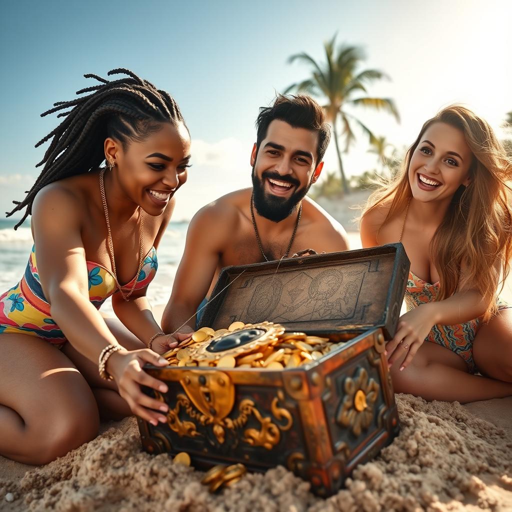 Treasure Discovery: A Sunny Beach Adventure with Friends